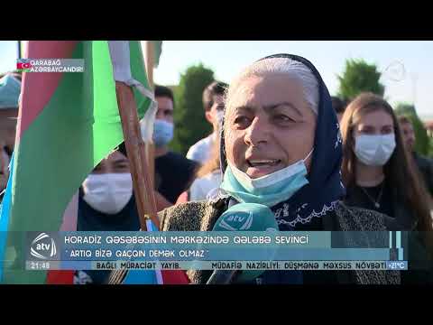 Füzuli sakinləri Horadiz qəsəbəsinin mərkəzinə axışaraq bayram ab havası yaradıblar (17.10.2020)