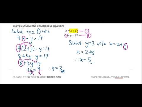 Year 9 Simultaneous Equations (Substitution Method) - YouTube