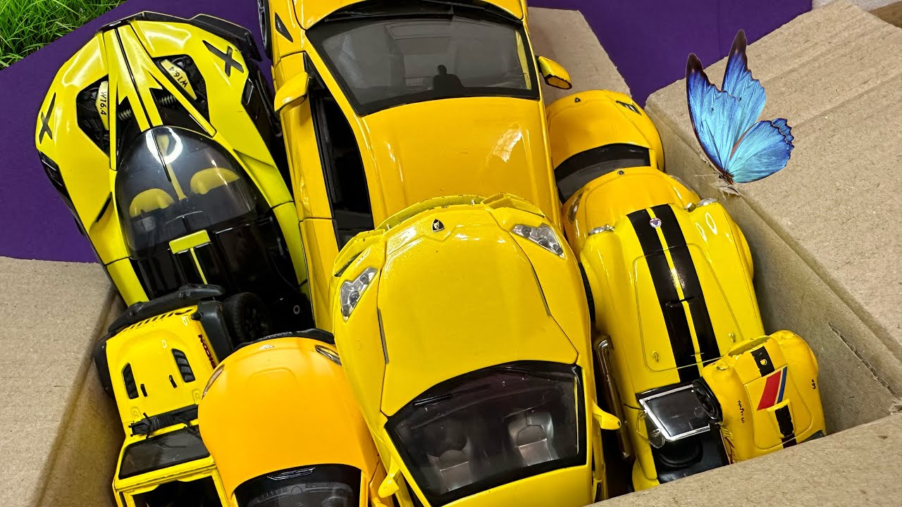Big Collection Of Metal Yellow Cars in Box - YouTube