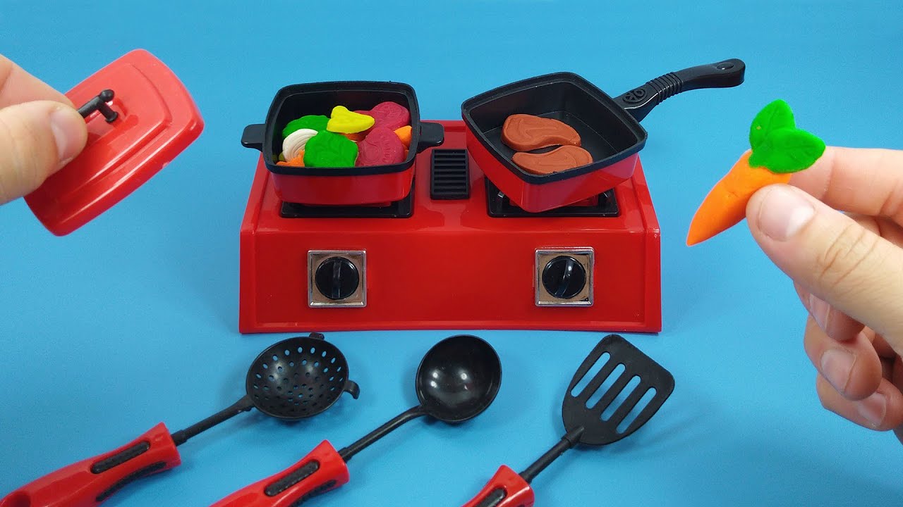 Kitchen cooking toy. Toy food from modeling clay, play dough. - YouTube