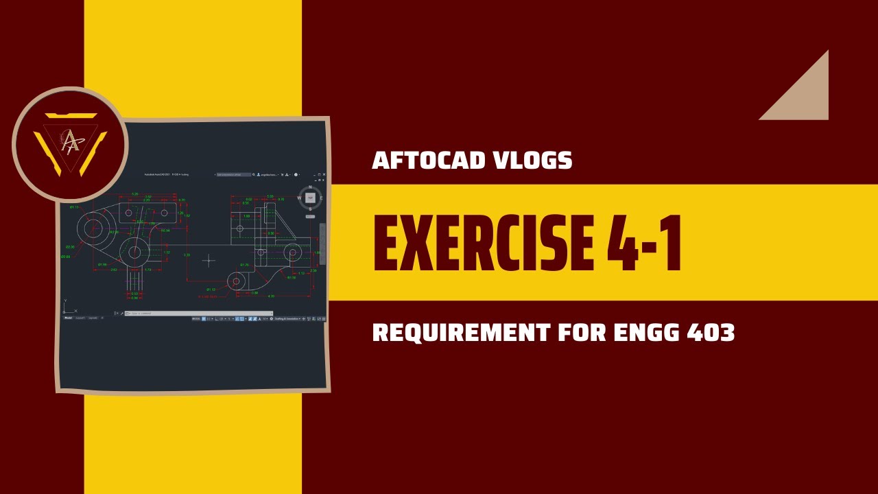 AFTOCAD: Beginner does AutoCAD Exercise 4-1 | Power Feed Bracket - YouTube