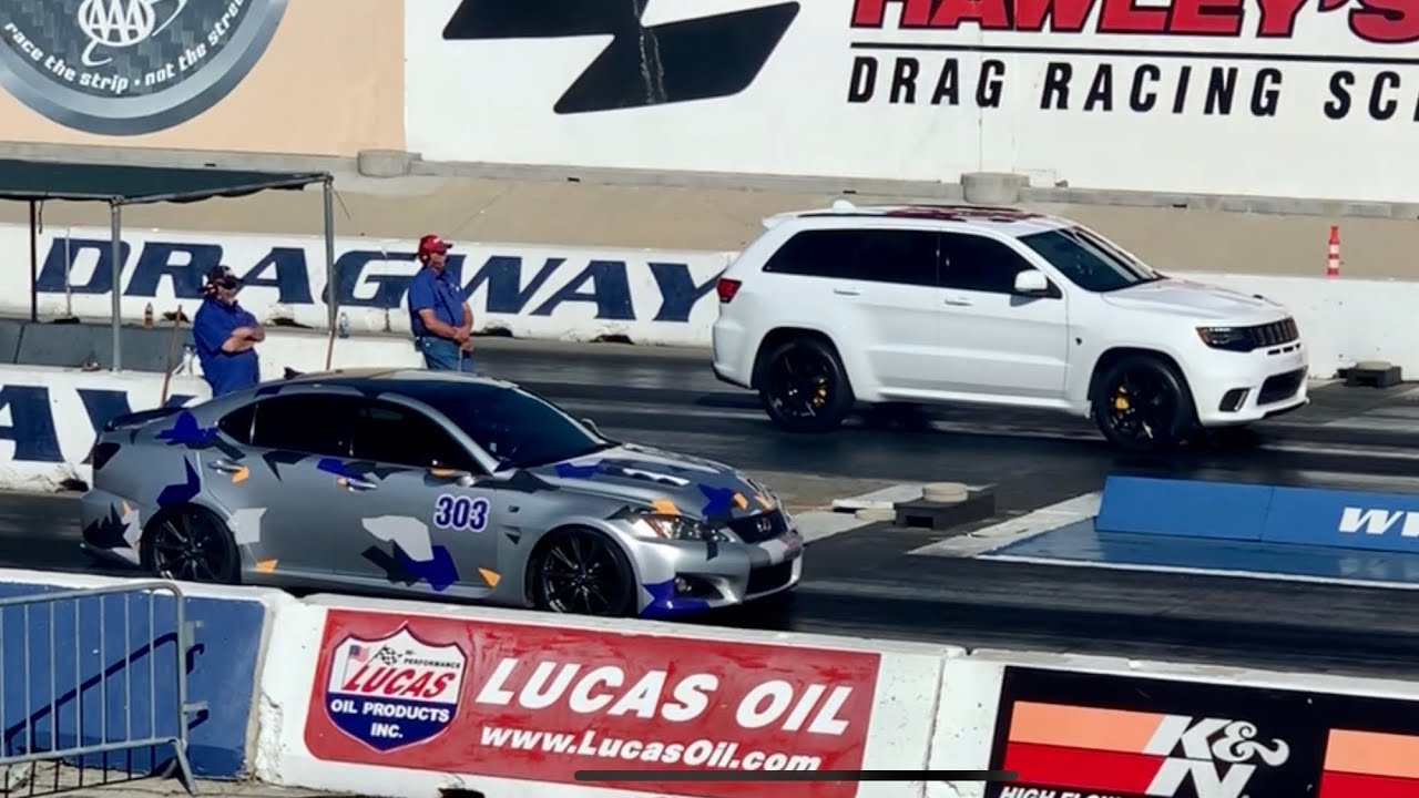 Lexus ISF vs Jeep Trackhawk - YouTube