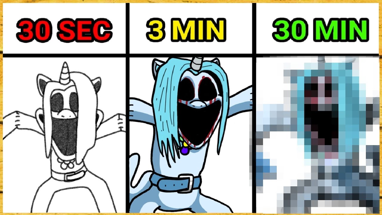 Drawing CraftyCorn Monsters in 30 Sec, 3 Min, 30 Min | Smiling Critters ...
