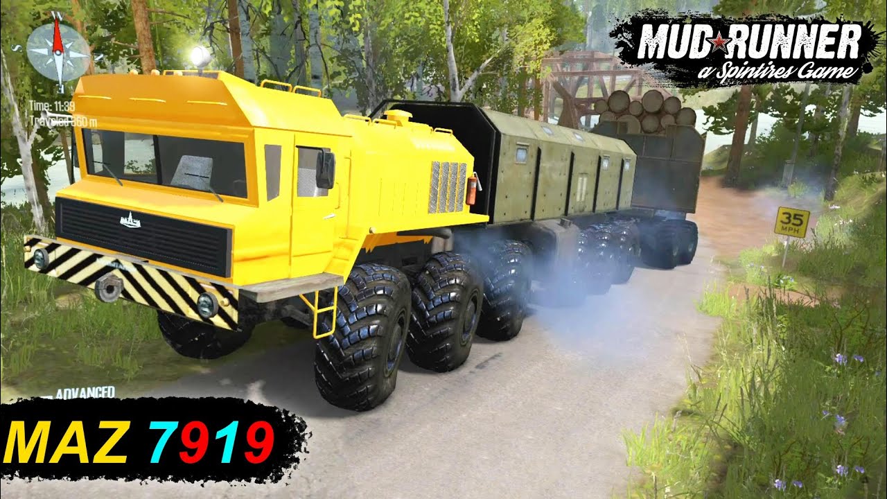Spintires Mudrunner:- Maz 7919 Bigest Truck Logs Transpoert To Mill ...