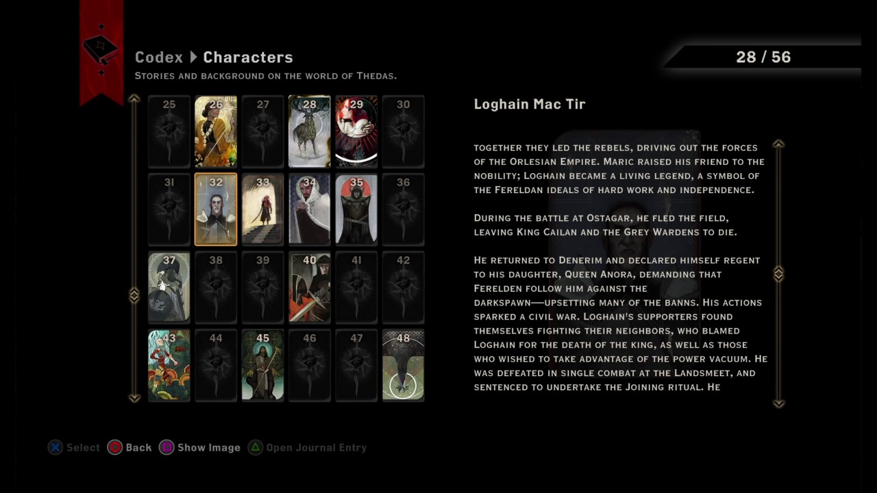 Dragon Age Inquisition Loghain Mac Tir Codex - YouTube