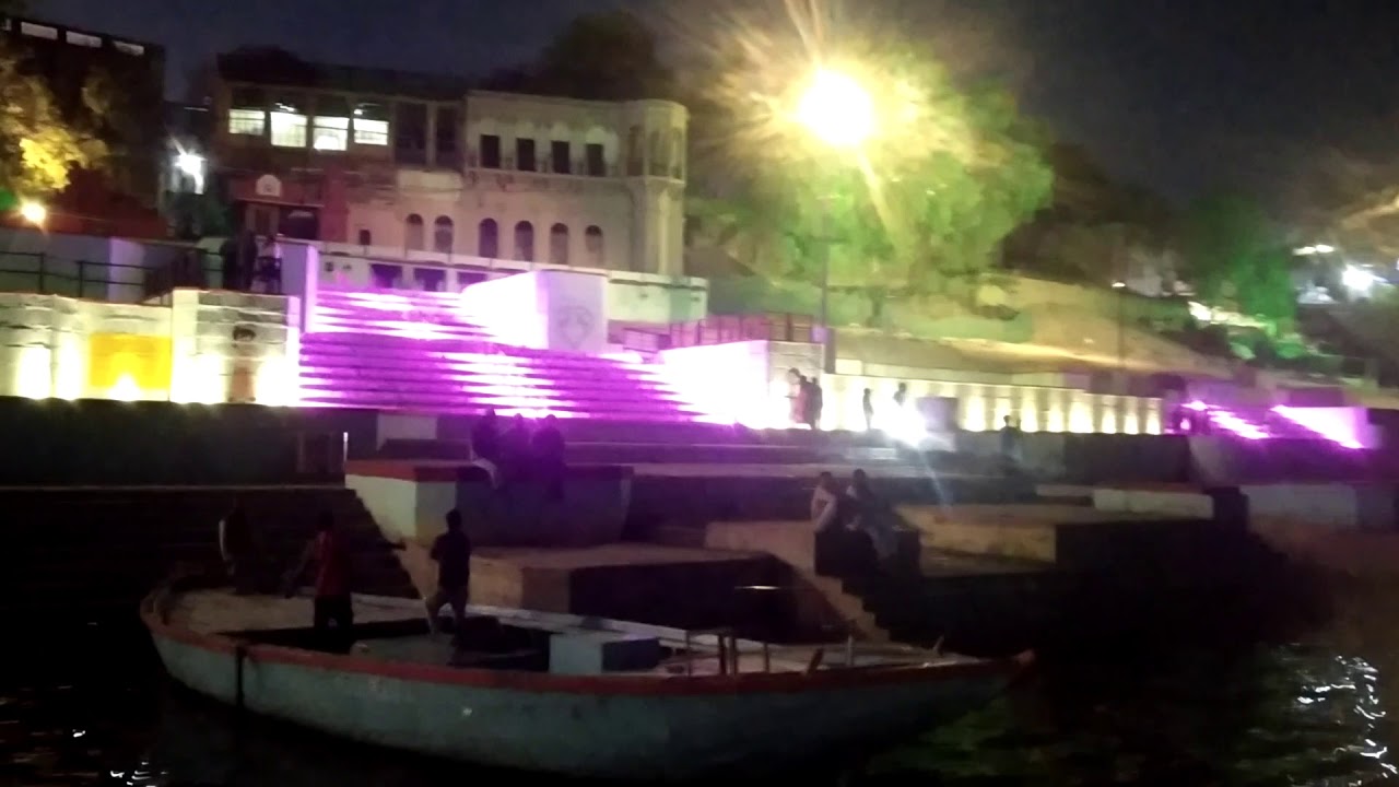 Varanasi ganga ghat at night - YouTube
