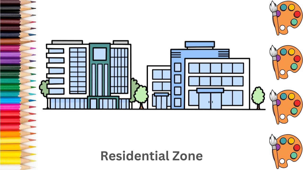 Residential Zone - Sketch Art and Paint | Step by step tutorial ...