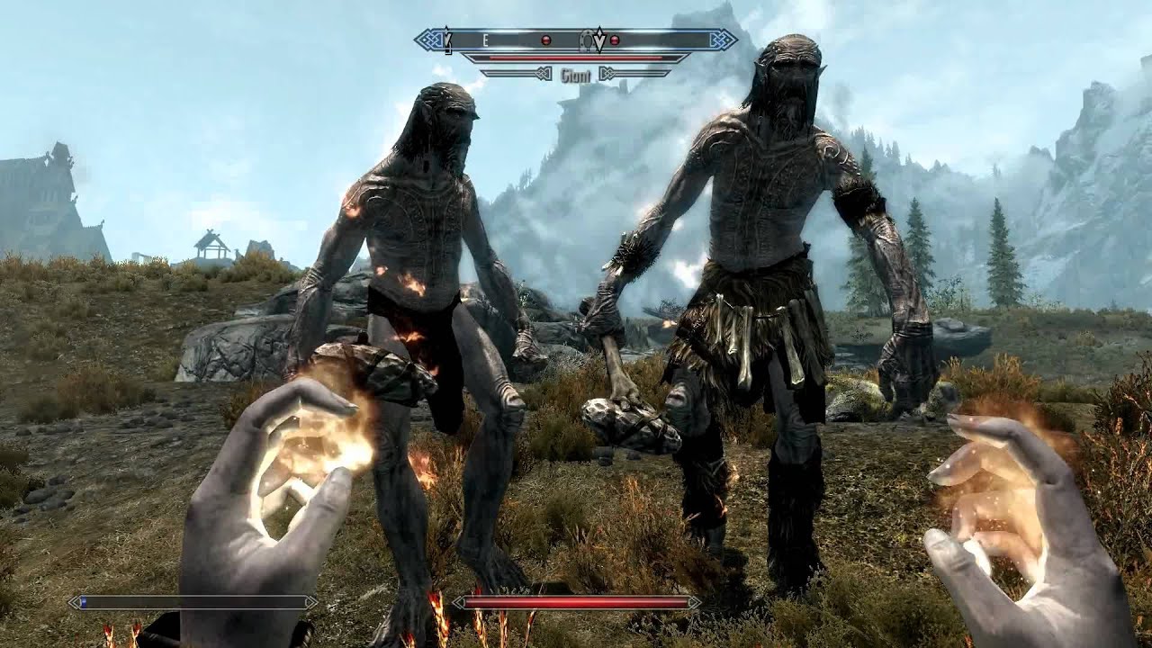 Skyrim - Fighting Two Giants Ultra Settings 1080p - YouTube