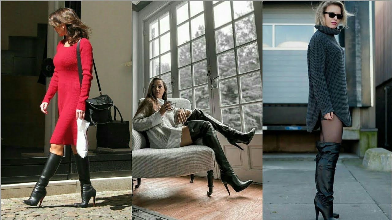 pretty good and beautiful collection of leather long boots - YouTube