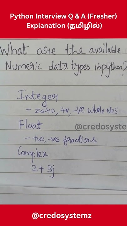 Numeric Data Type in Python #22 தமிழ் #shorts #fresher #credosystemz # ...
