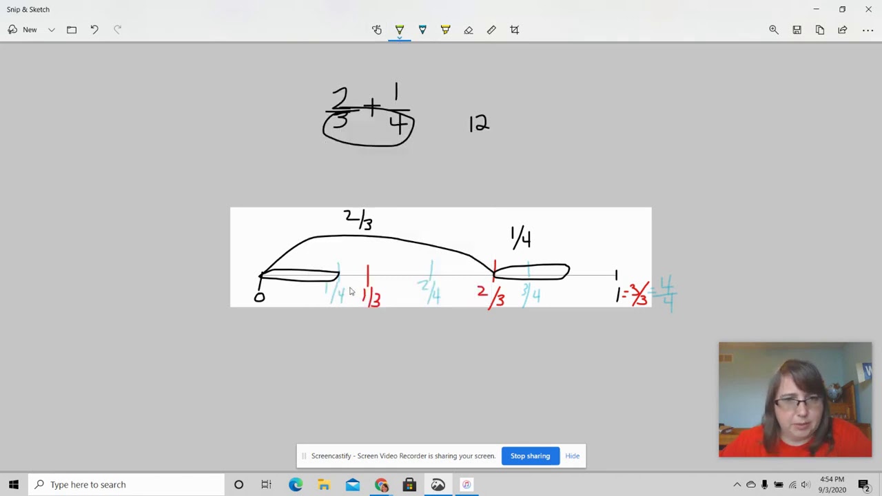 Adding fractions on a number line, part 2 - YouTube