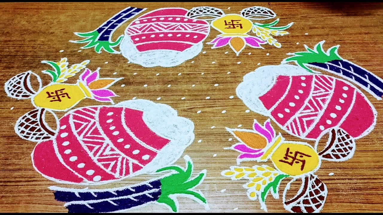 Pongal Kolam with 17 X 9 Dots | Sankranthi Muggulu | Pongal Kolam 2021 ...