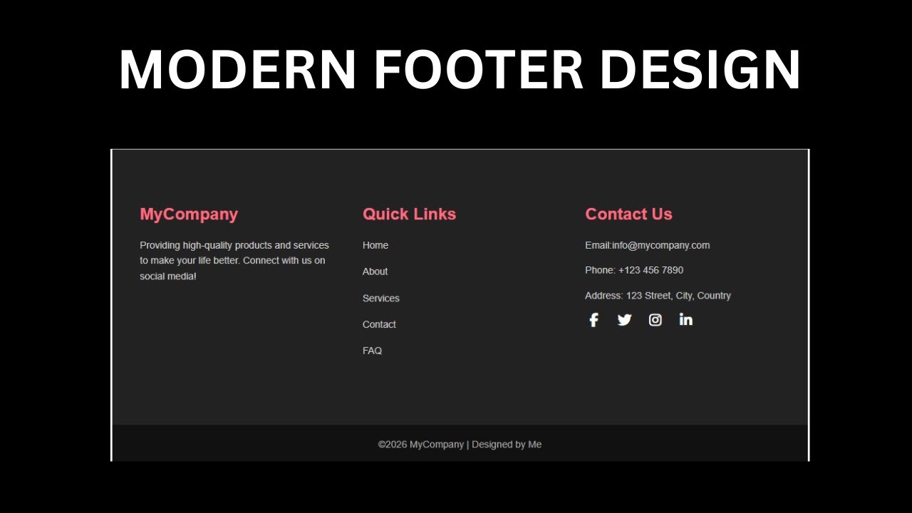 Responsive Footer Design Using HTML & CSS | Modern Website UI # ...