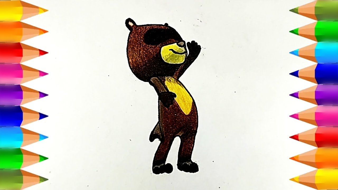 Cómo dibujar y colorear a Roco el Hurón de Canciones del Zoo bailando ...