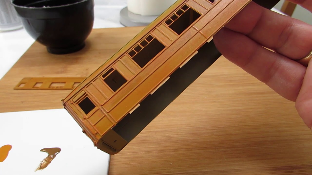 Painting a varnished teak finish in model form part 1 - YouTube