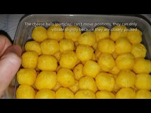 Particle theory (solids, liquid, gas) using cheese balls - YouTube