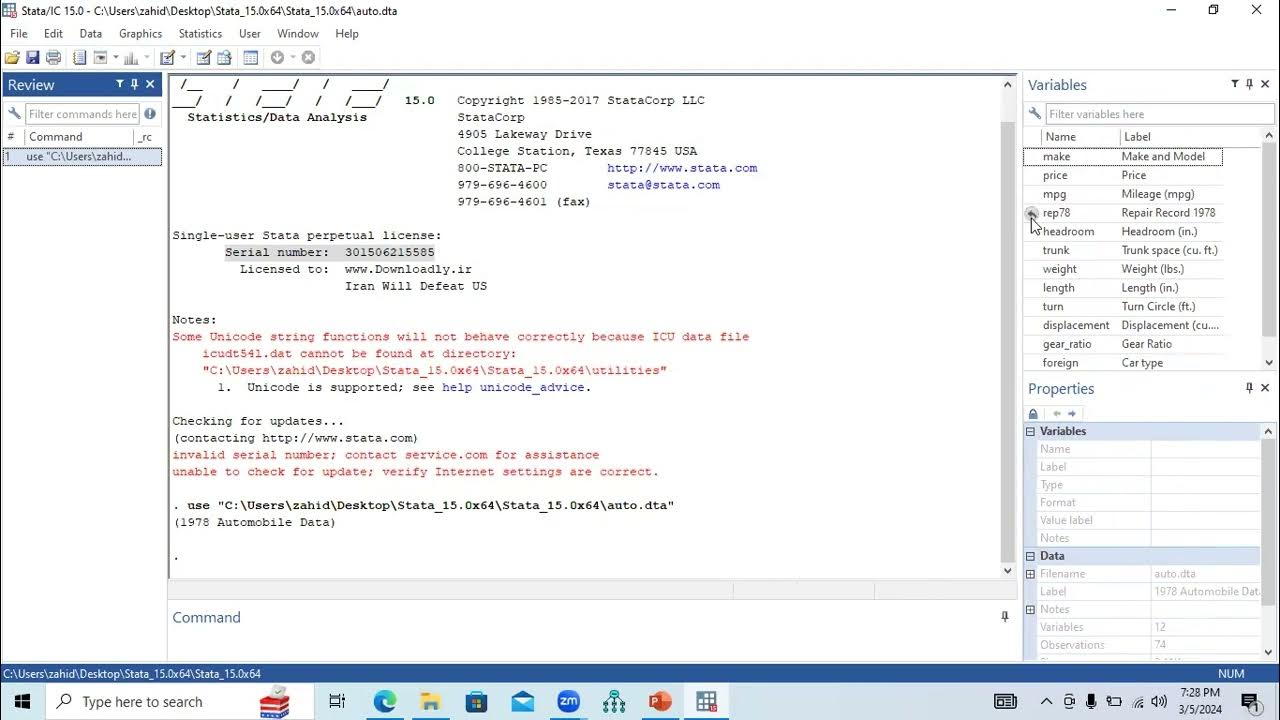 Stata Training Day 1 Part B Youtube
