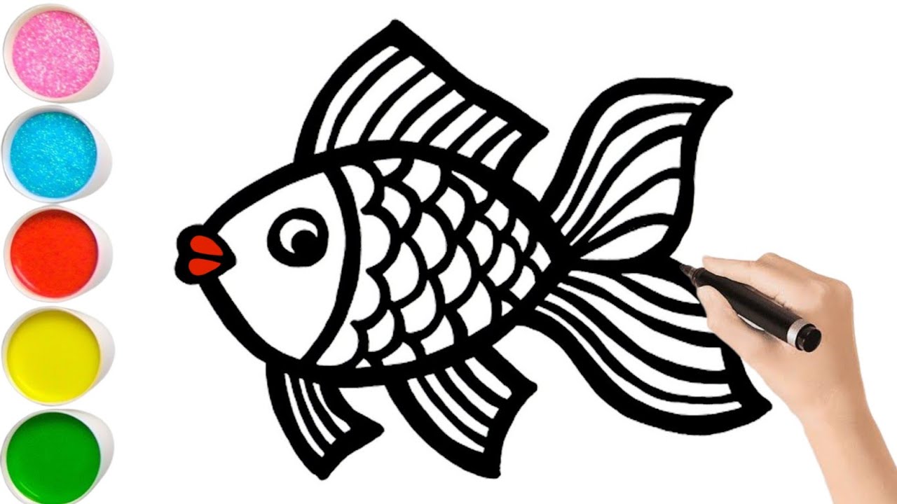 Colorful Fish Drawing, Painting and Coloring For Kids & Toddlers | How ...