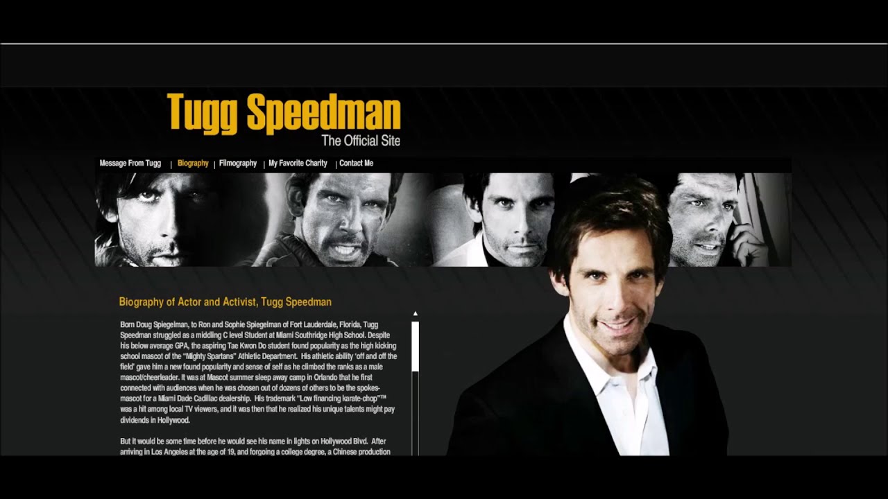 Tropic Thunder's Tugg Speedman Website (Flash Back) - YouTube