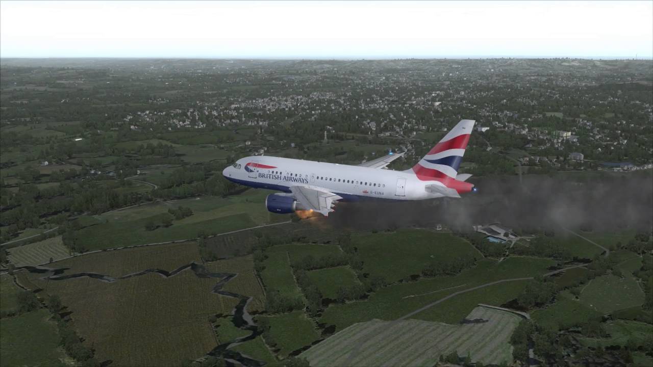 BA A318 Engine Fire Crash Landing London - YouTube