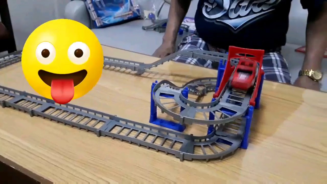 Playing Mini Bridge Racing toy with GrandPa - YouTube