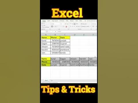 How to change vertical data into horizontal data in excel |Excel tips and tricks|| #shorts - YouTube