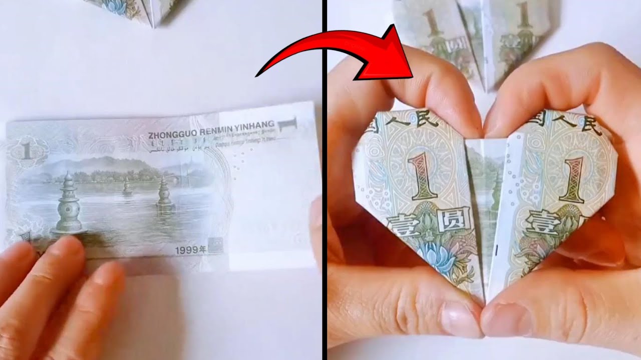 Easy MONEY HEART | Money Origami for Valentine's Day | DIY Origami ...