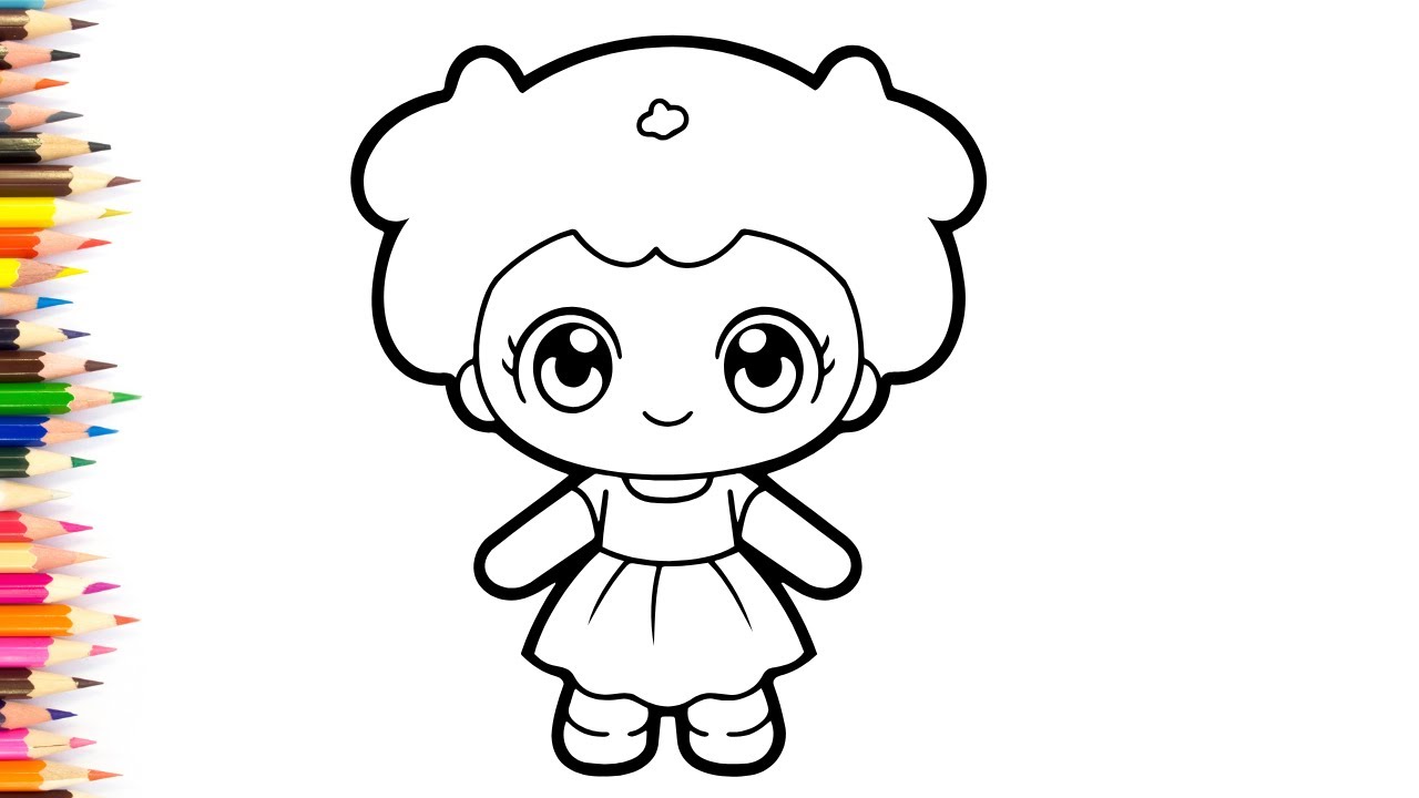 Drawing and coloring cute little doll Step by step easy | Doll drawing ...