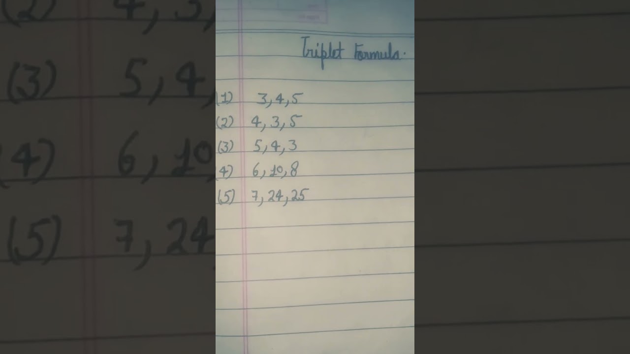 Triplet Formula From Mathematics AP - YouTube