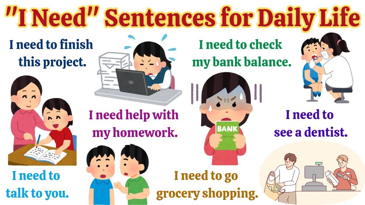 I Need Sentences for Daily Life | English Speaking Practice Daily Use ...