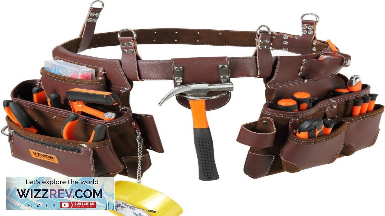 VEVOR Tool Belt 22 Pockets Adjust from 29 Inches to 54 Inches - YouTube