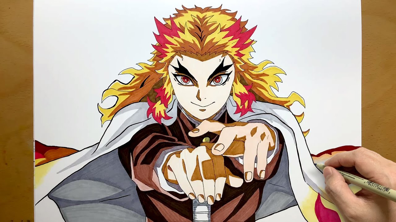 How to draw Rengoku Kyoujurou from Demon Slayer Kimetsu no Yaiba ...