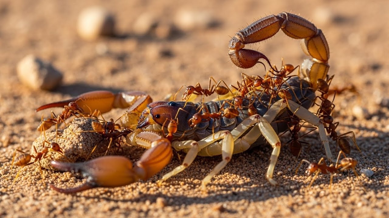 ANT WAR: FIRE ANT ARMY DESTROYS SCORPION | Predator Becomes Prey in a ...