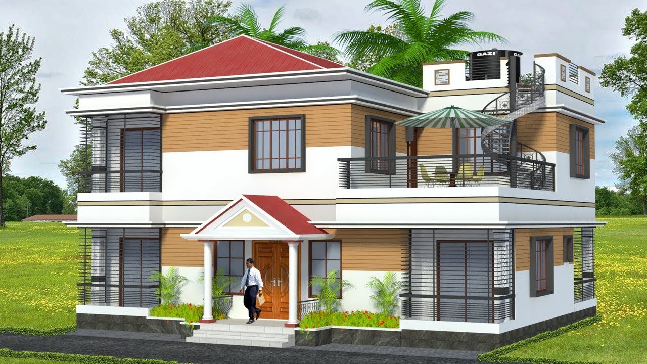 স্বপ্নের বাড়ির ডিজাইন 2021,BD House Design 3D,village house design ...