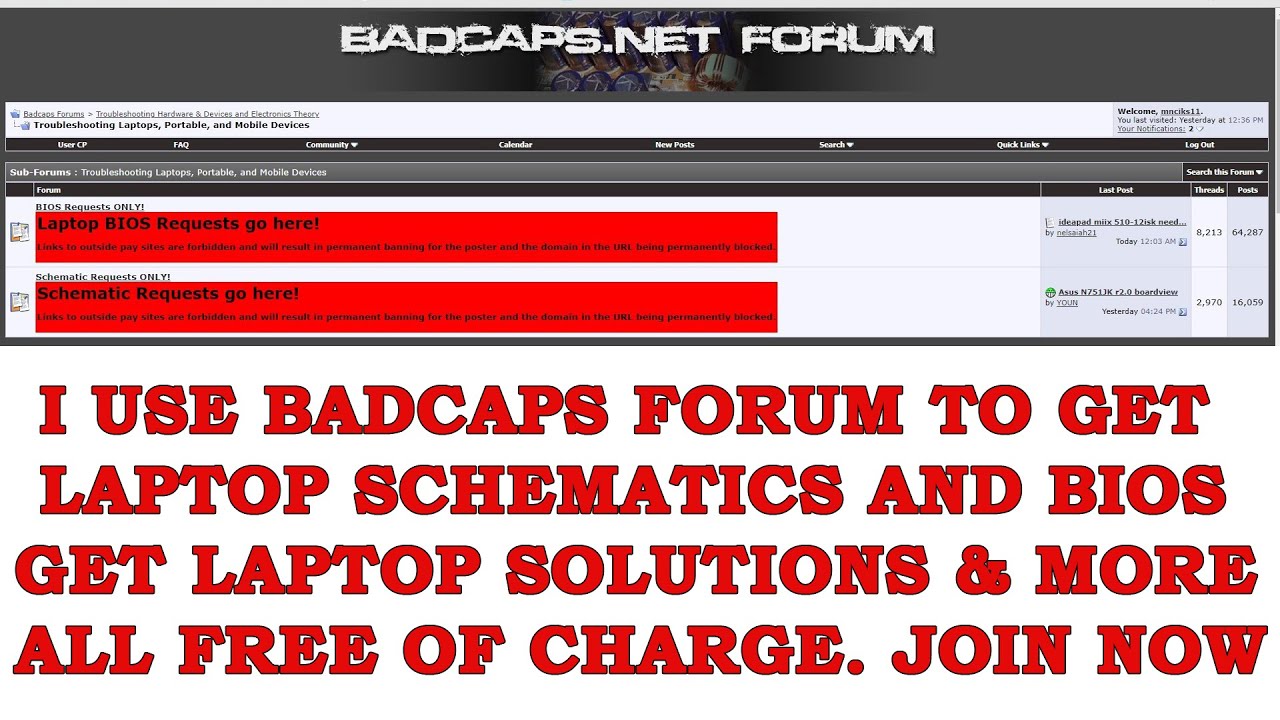 I use Badcaps forum to get laptop solutions, schematics , bios bin ...