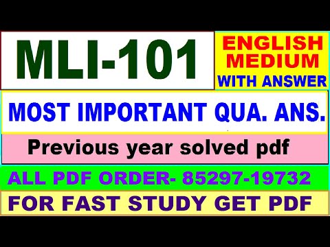 mli 101 important questions ans / mli 101 previous year question paper in English / study material