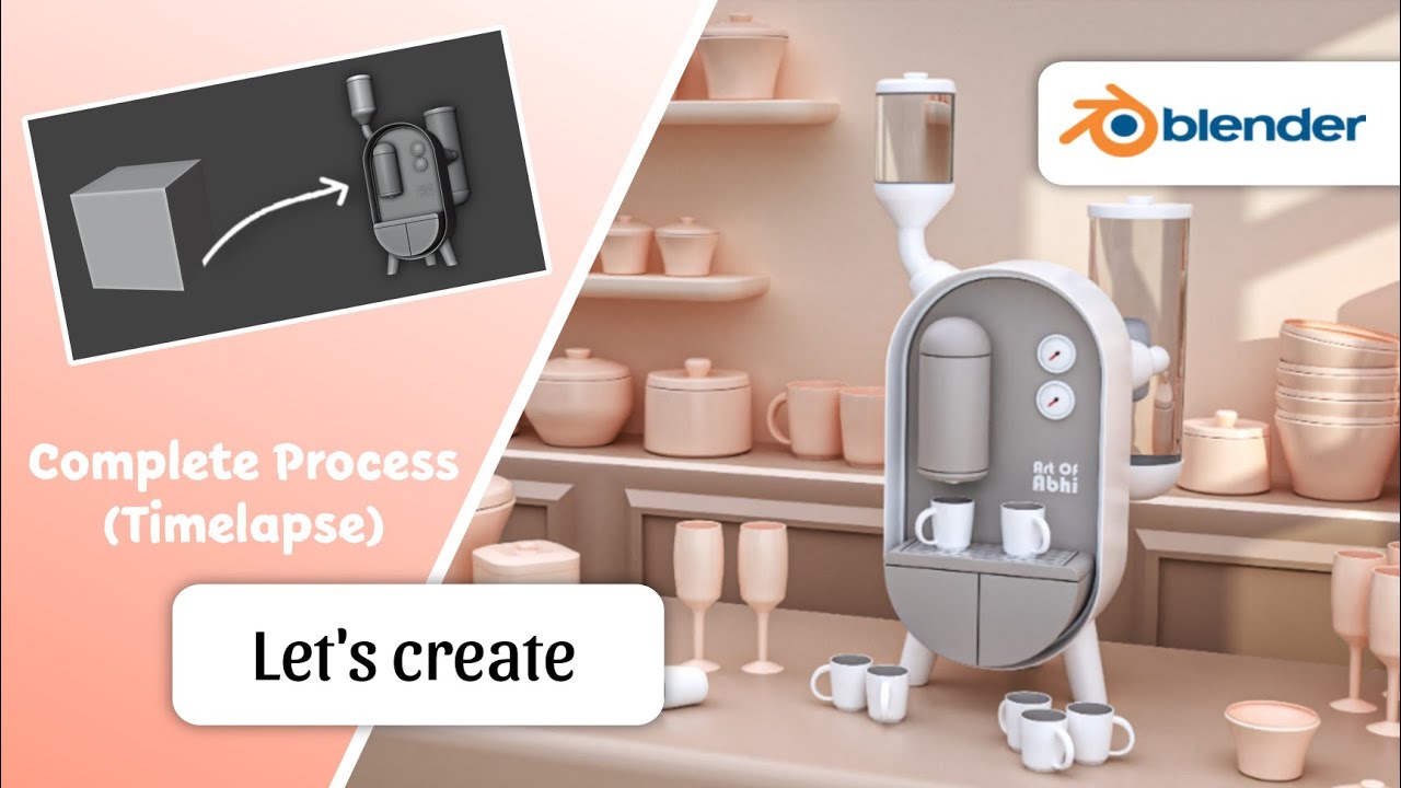 Coffee Maker Complete Process In Blender (Timelapse) | Blender 4.1 | # ...