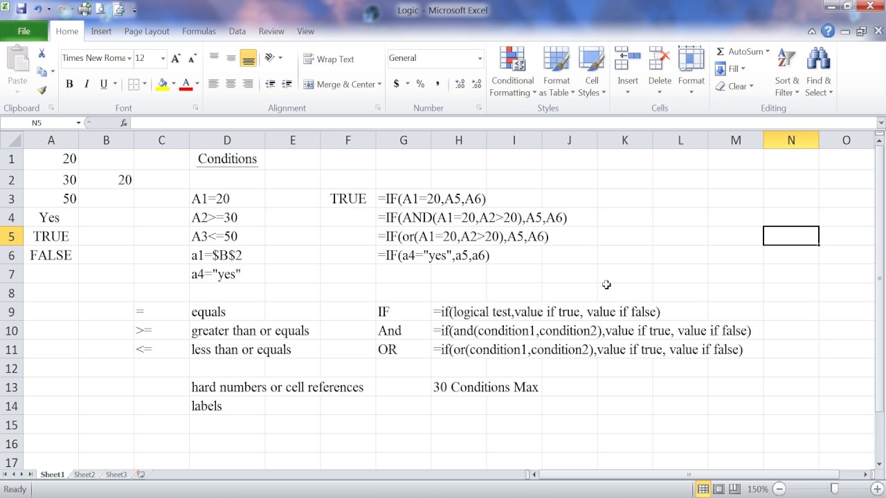 Basic Logic - Intermediate Spreadsheet Tutorial 7 - YouTube