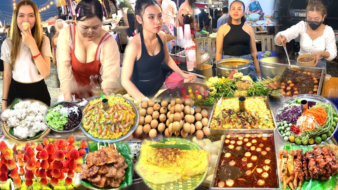 Amazing Massive Delicious Cambodian Street Food & Crowded People ...