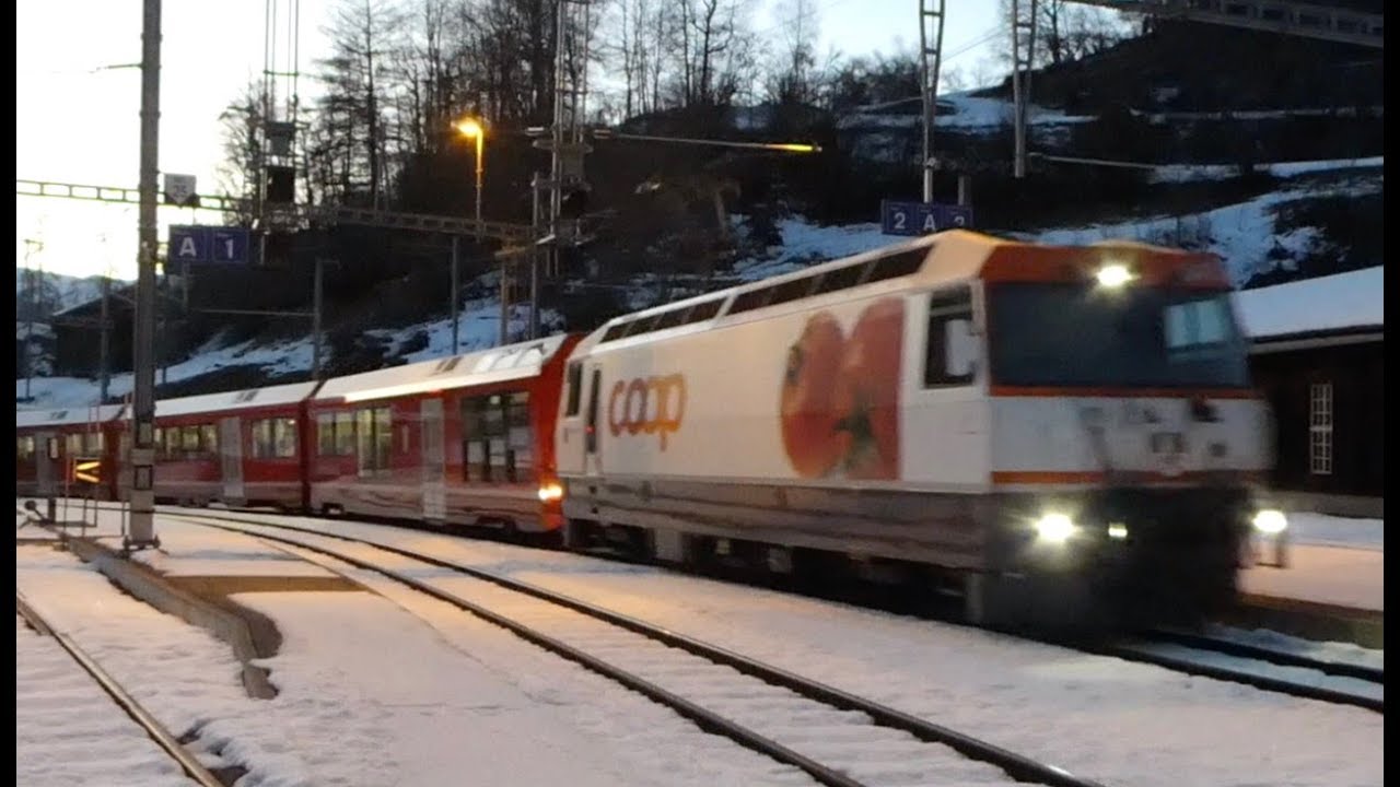 Swiss Trains: Filisur Bahnhof After Sunset - YouTube