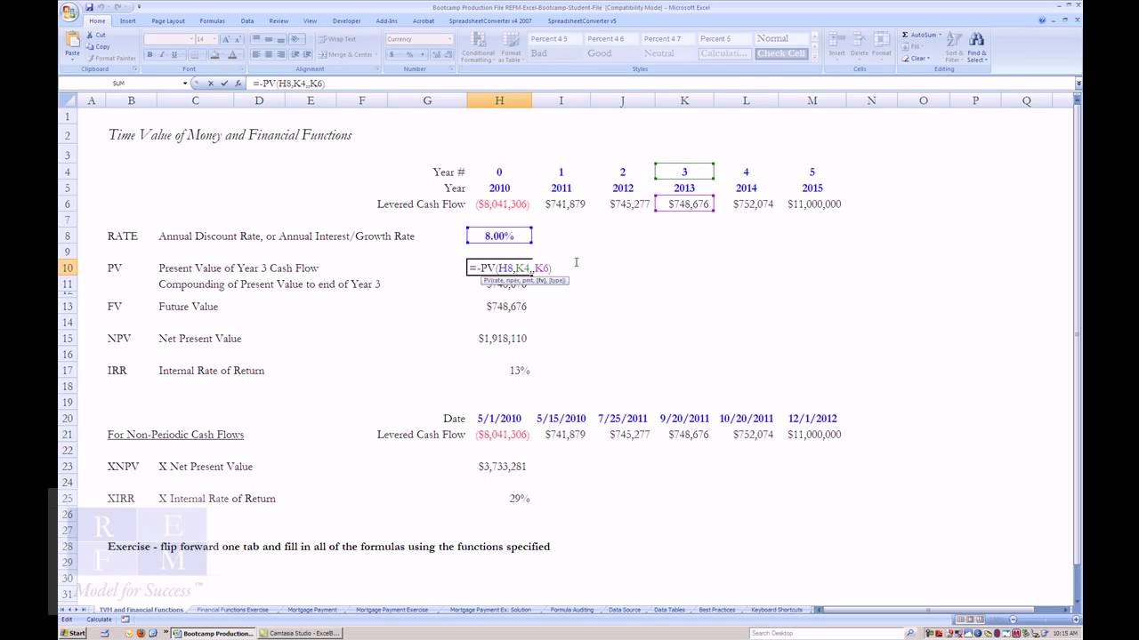 REFM Excel for Real Estate Bootcamp Sample - YouTube