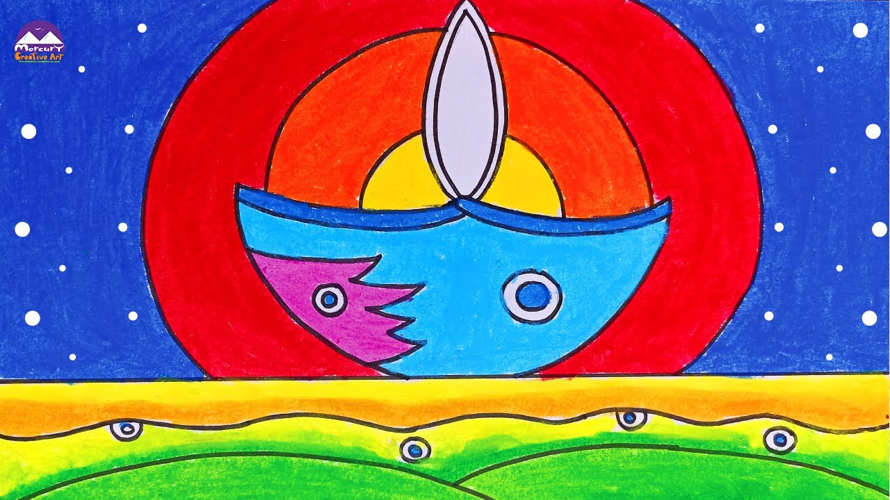 How to draw happy Diwali scene drawing - YouTube