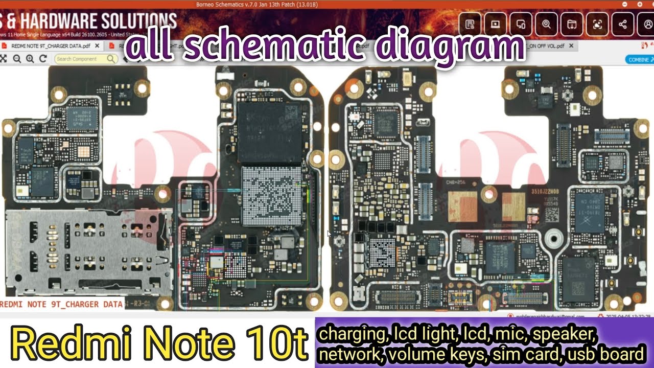 Mi Redmi Note 9t All Schematic Diagram charging lcd light lcd mic ...