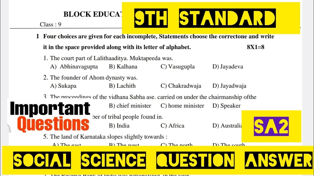 9th Standard Social Science Question Paper 9th-standard-social-science-question-paper