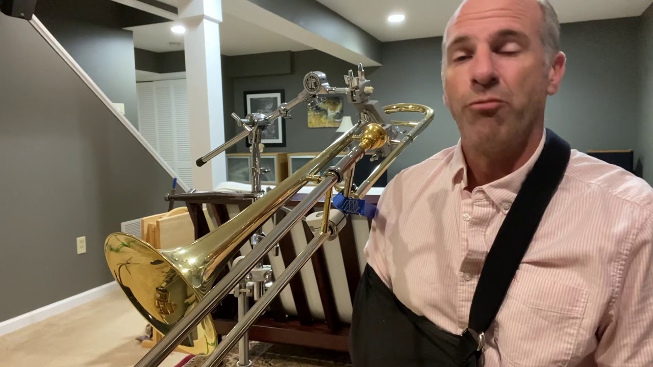 One arm trombone stand. - YouTube