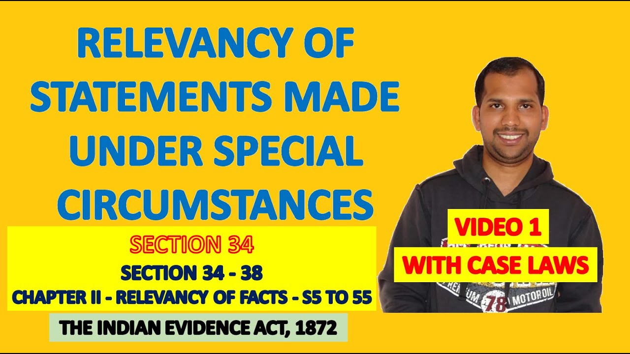 Section 34 of Evidence Act | Relevancy of Statements made under Special ...