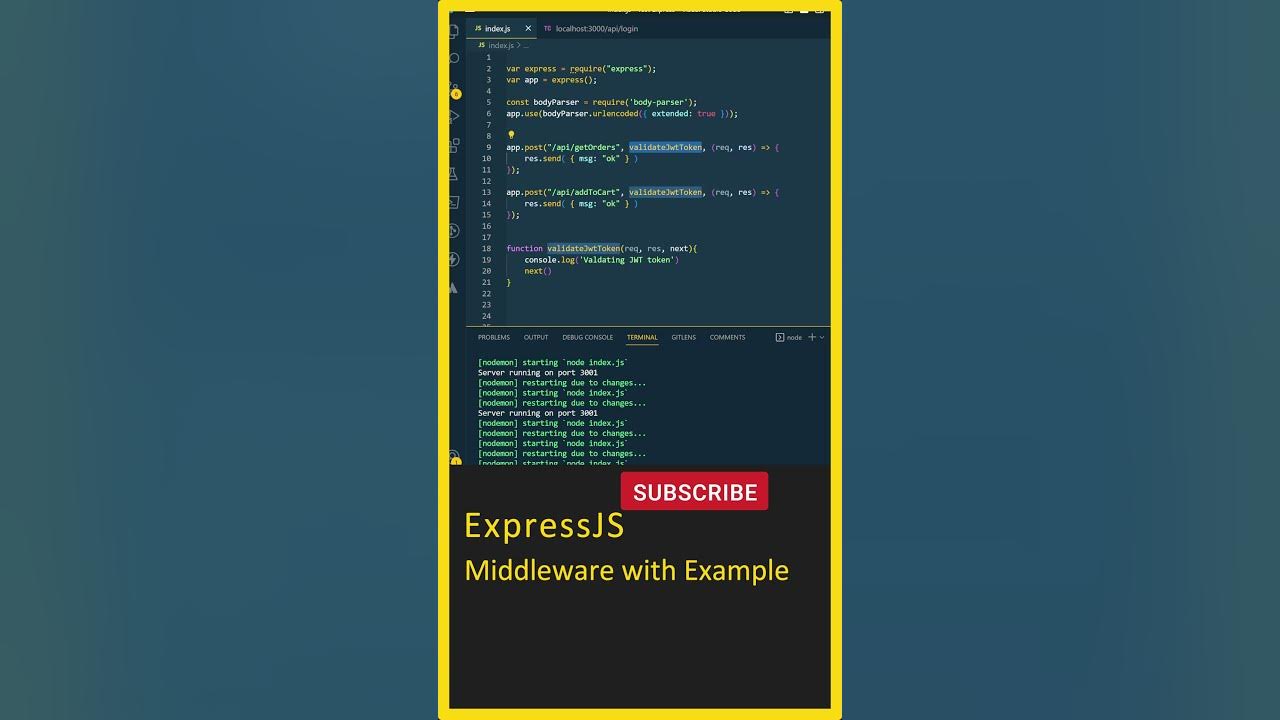 Express Js Tutorial Middleware With Example Node Js Tutorial Expressjs Telugu Interview