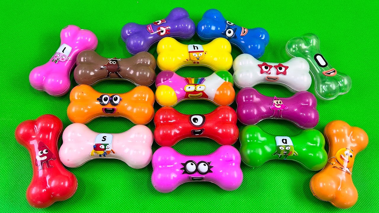 Mixing Rainbow CLAY with Numberblocks & Colourblocks inside Bone ...