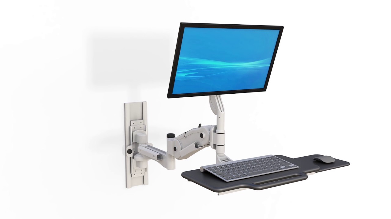 Height Adjustable Wall Mounted Monitor Arm with 12" Extension Arm - YouTube