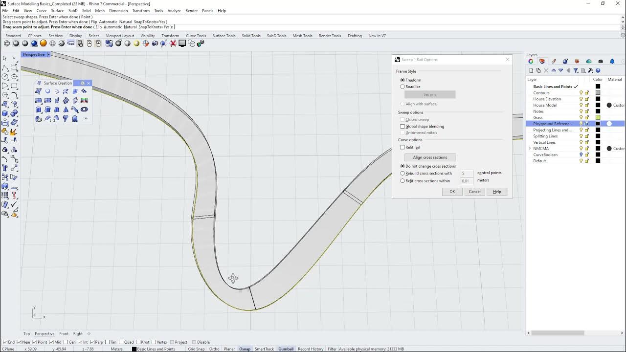 Rhino 3D Basics - Surface Modelling Part X - Extrusions vs. Sweep - YouTube